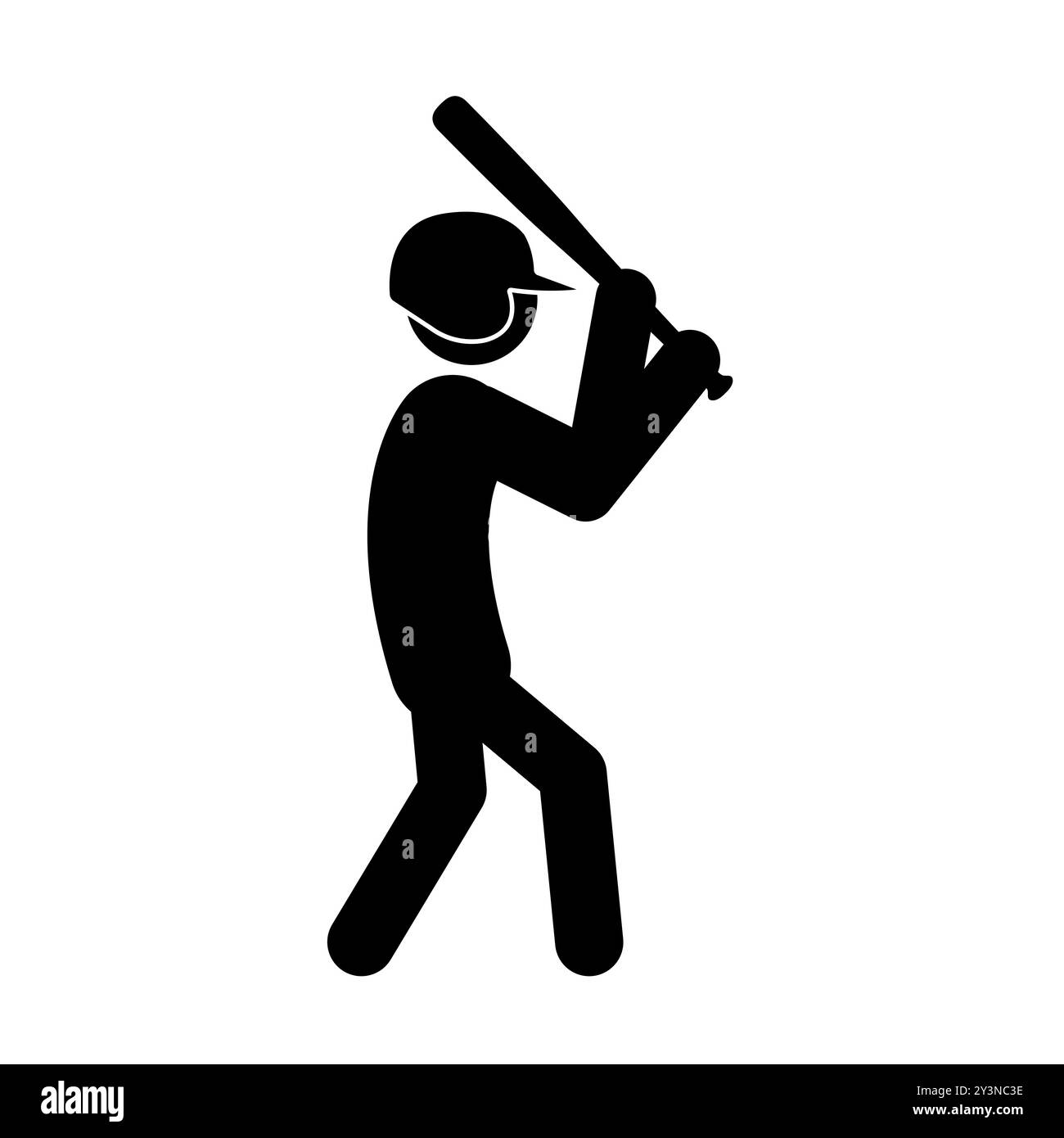 Set of stick figures playing baseball on a white background. Flat style ...