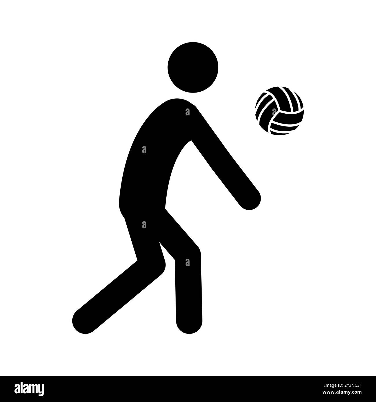 Stick figure playing volleyball on a white background. Flat style ...