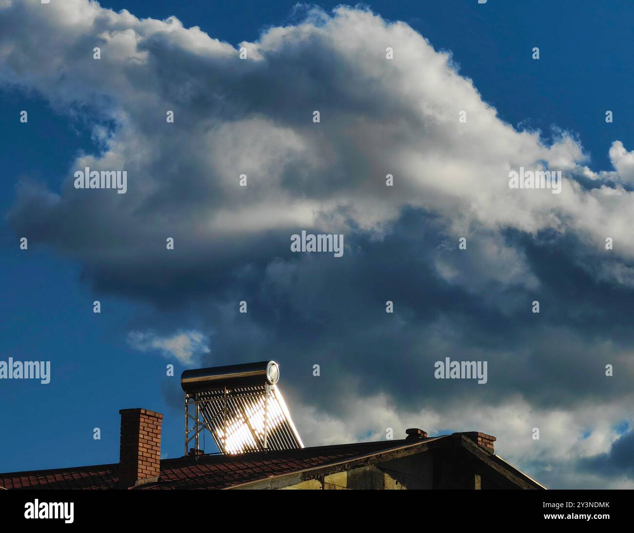 Solar Panel Absorbing Sun Energy During Sunset with Dramatic Cloud ...