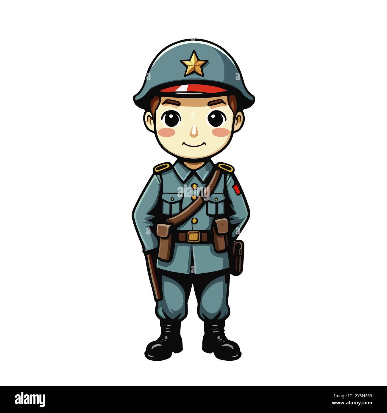 Cute soldier in glossy uniform, cartoon character on white Stock Vector ...