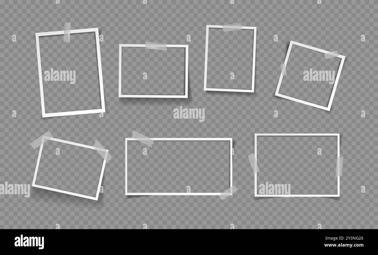 Realistic empty photo frame. Retro vintage white photograph borders ...