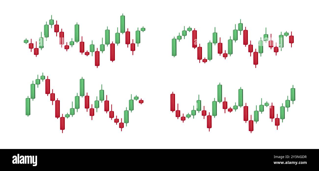 3d stock candles. Green and red candlestick, growth stock diagram ...