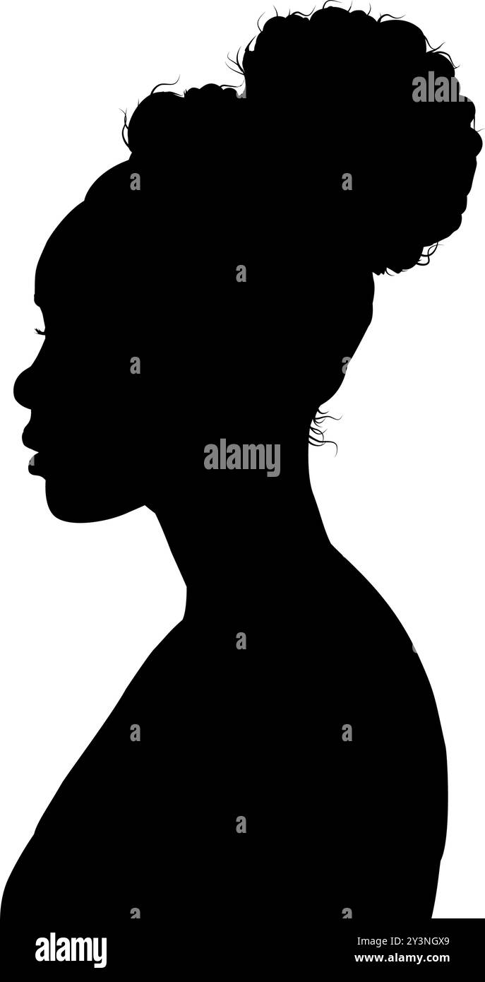 Silhouette of beautiful black woman side view Stock Vector Image & Art ...