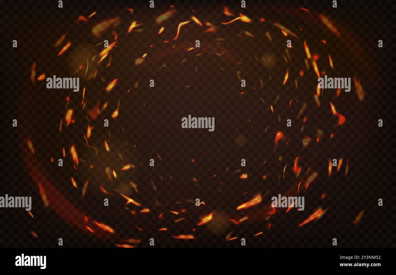 Fire sparks. Abstract fire circle light effect with sparks on black ...