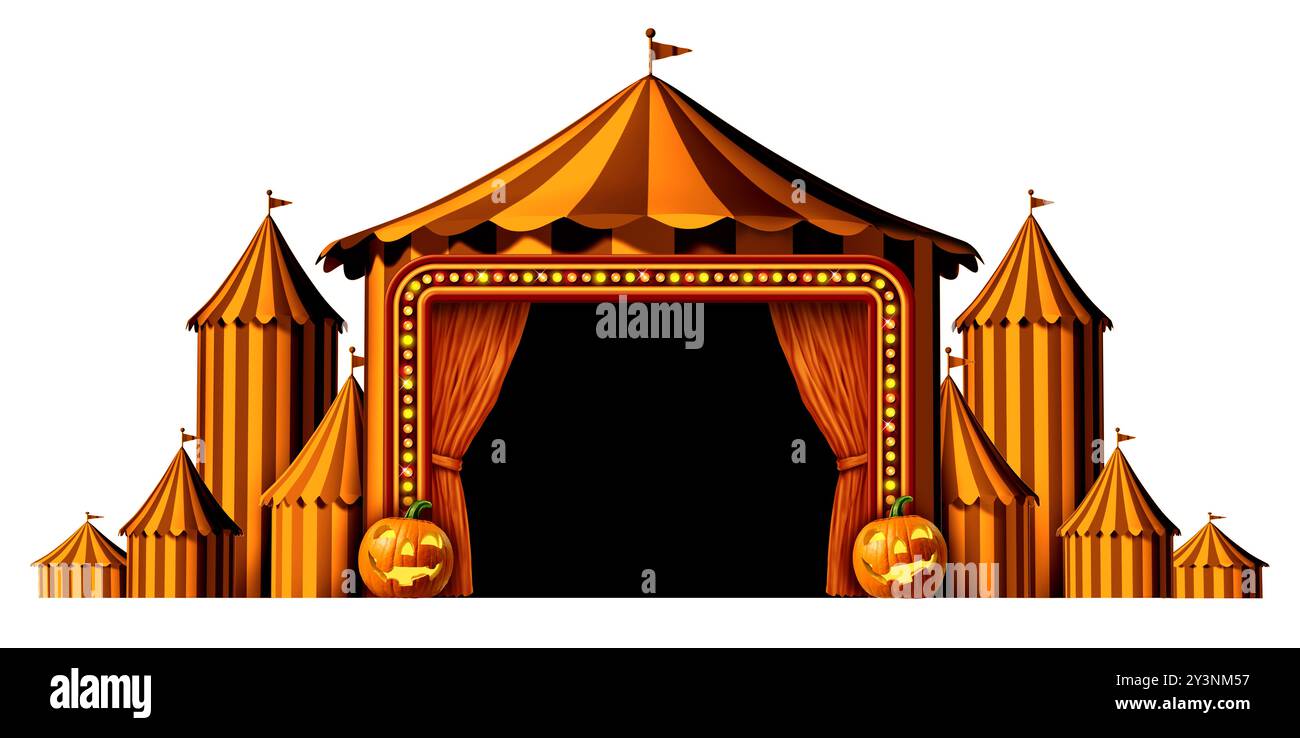 Halloween Circus stage tent as an autumn seasonal design element as a ...