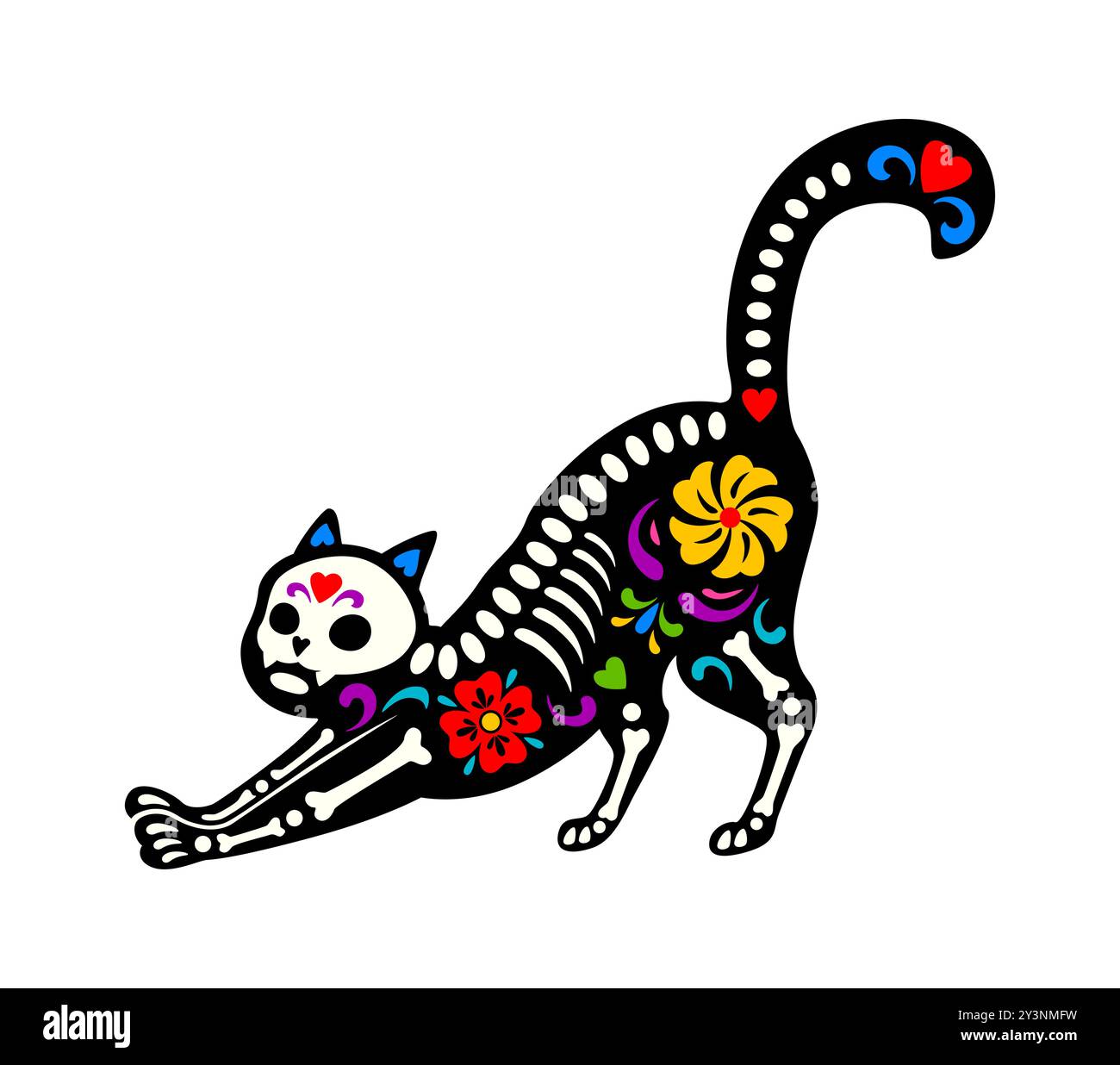 Traditional Sugar Skull Cat Tattoo