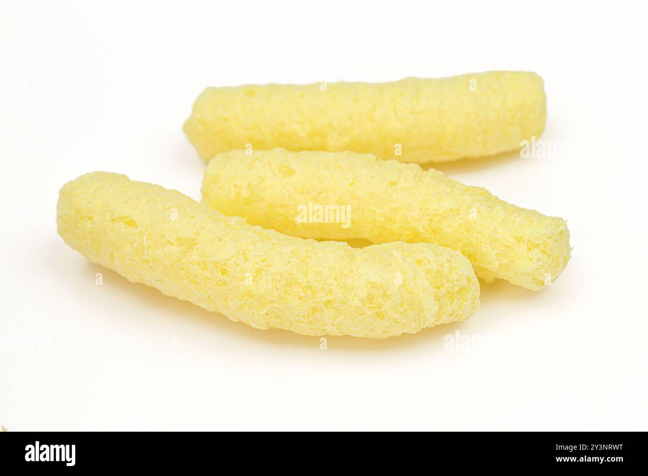 Three finger long corn puffs isolated on white backround Stock Photo ...