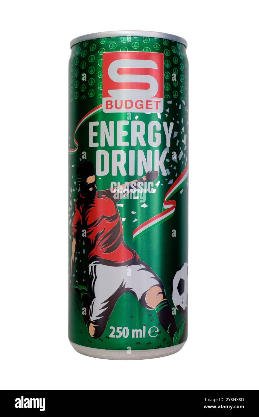 can of hungarian spar budget energy drink on white background Stock ...