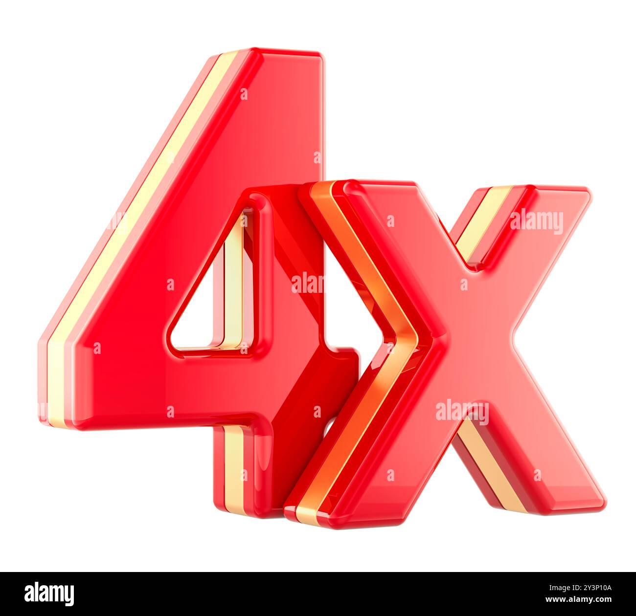 4X red inscription, 3D rendering isolated on white background Stock ...