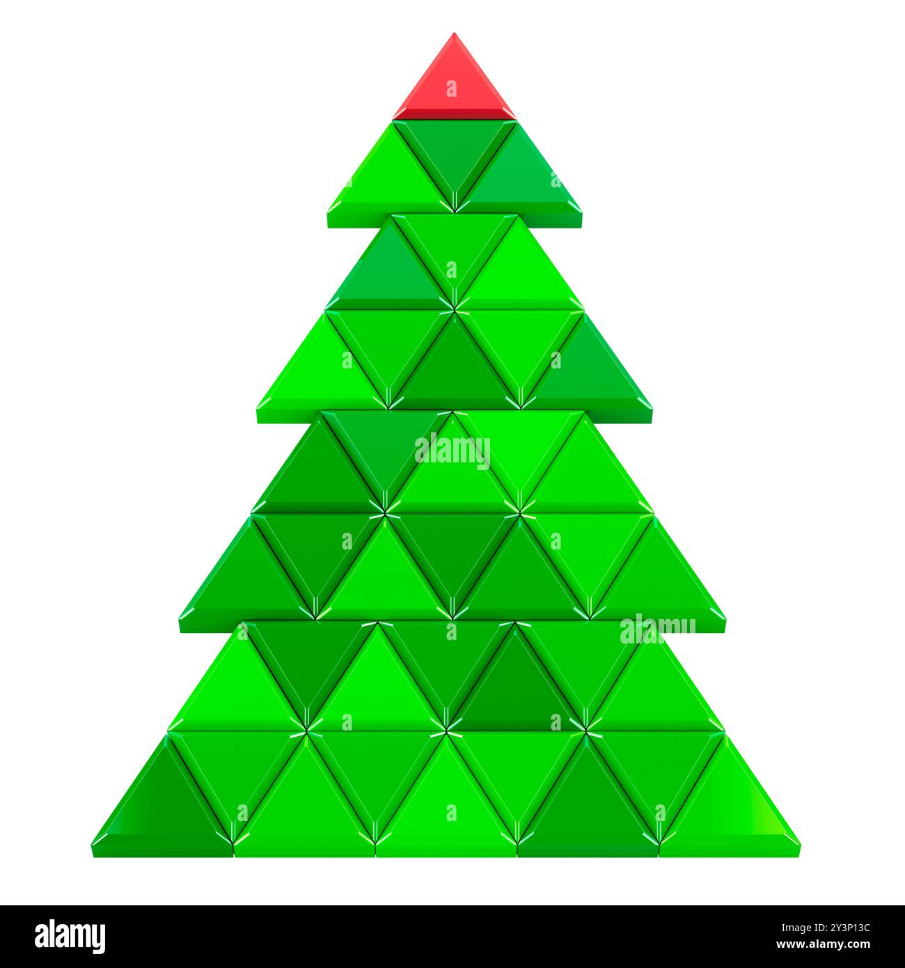 Abstract Christmas Tree, green color. 3D rendering isolated on white ...