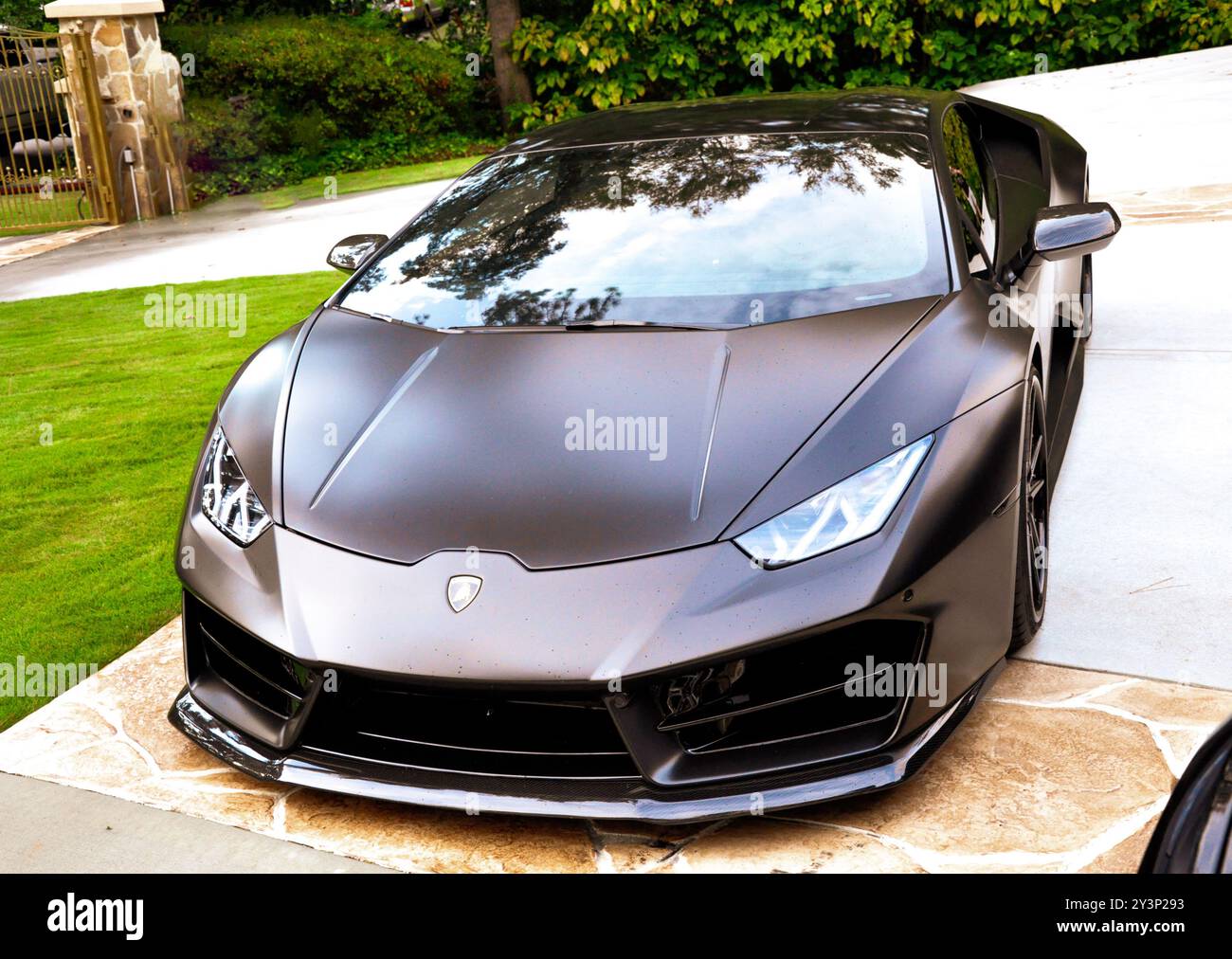 Matte Black Lamborghini Aventador front end shot Stock Photo - Alamy