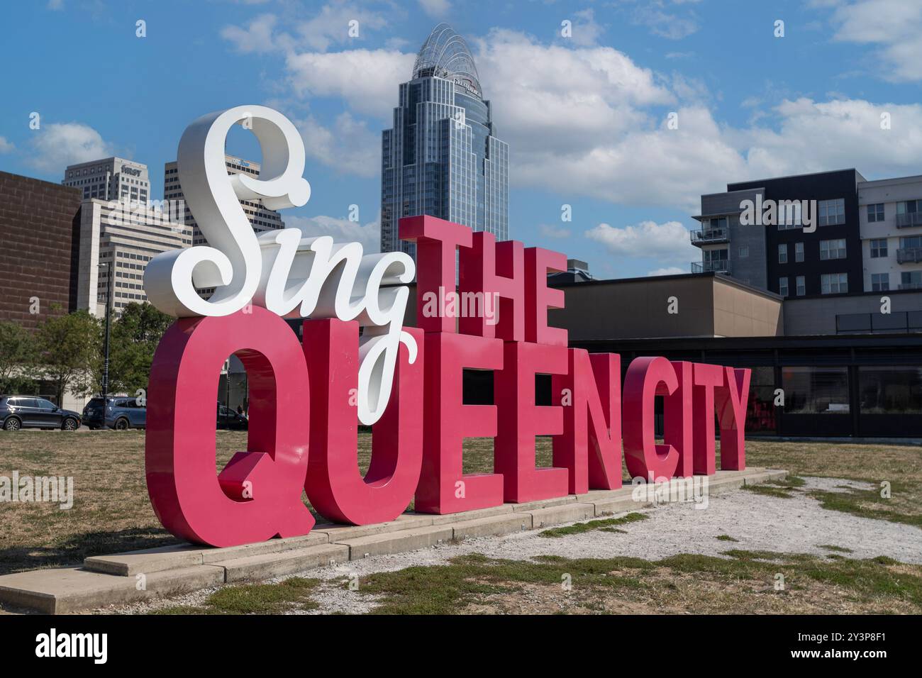 Cincinnati - September 5, 2024: 'Sing the Queen City' sign in downtown ...