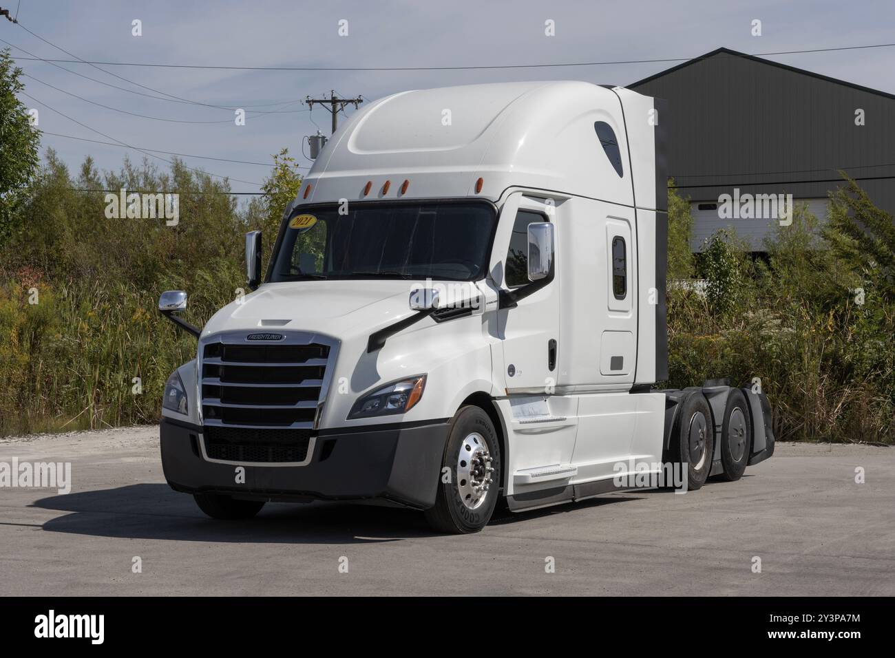 Indianapolis - September 12, 2024: Used Freightliner big rig trucks for ...