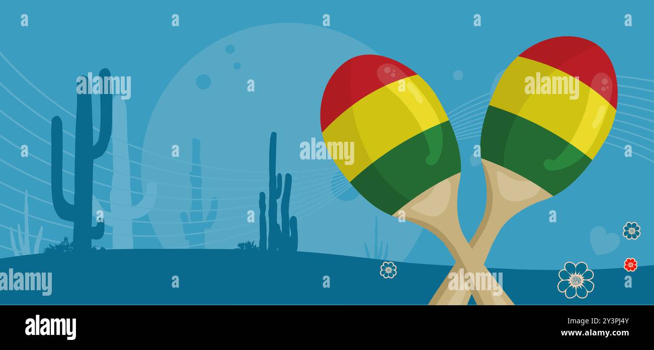 Blue mexican background, Maracas Stock Vector Image & Art - Alamy