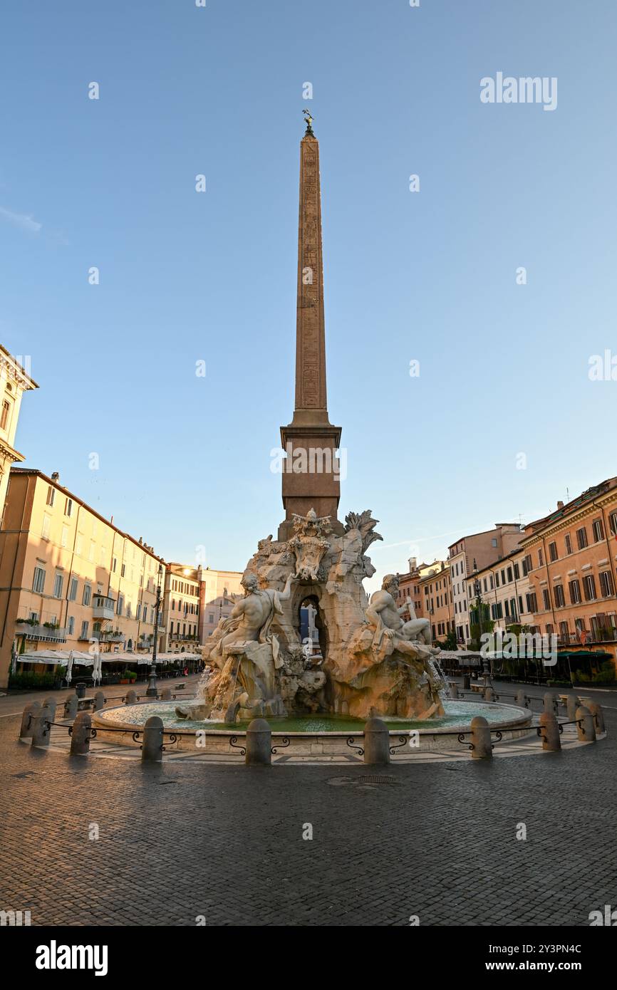 Rome, Italy - Sep 3, 2023: Famous Fountain of the Four Rivers with the ...