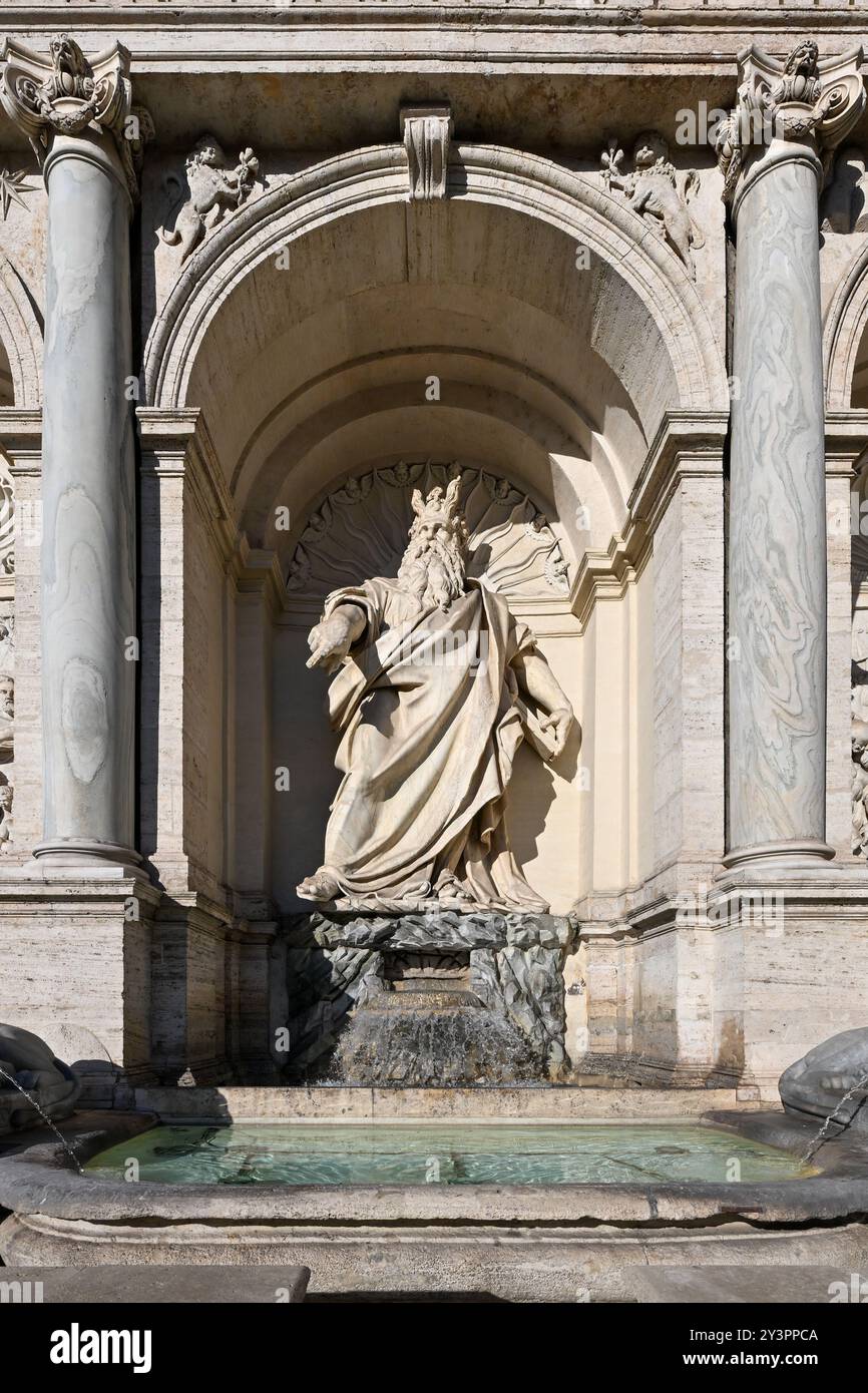 Fountain of the Moses (happy water fountain) in Rome, Italy. Moses is ...