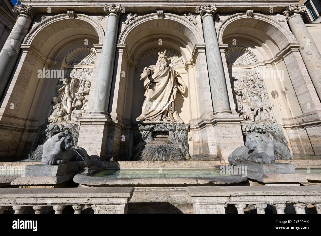 Fountain of the Moses (happy water fountain) in Rome, Italy. Moses is ...