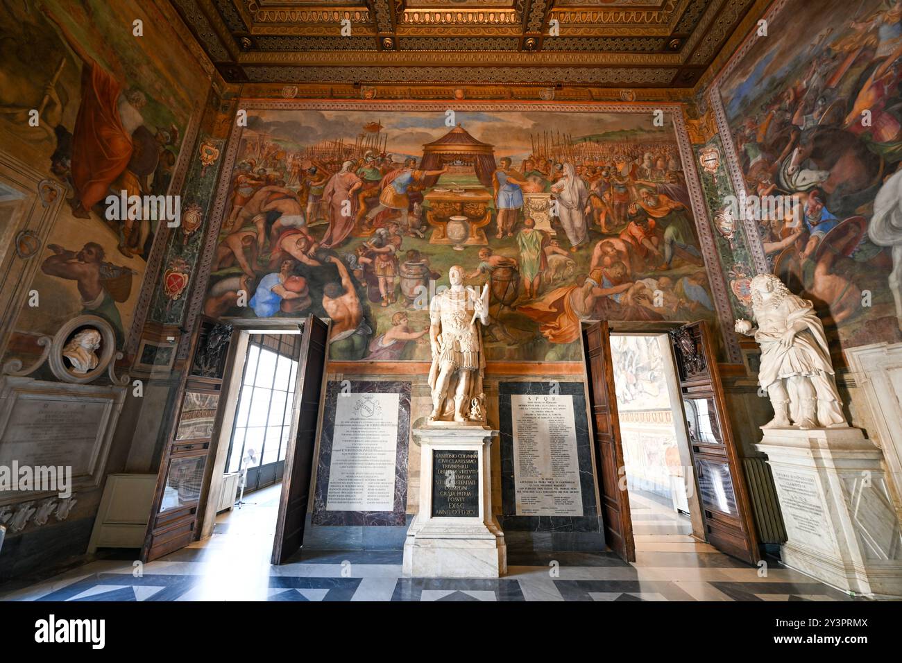 Rome, Italy - Sep 2, 2023: Ancient statues on display of Capitoline ...