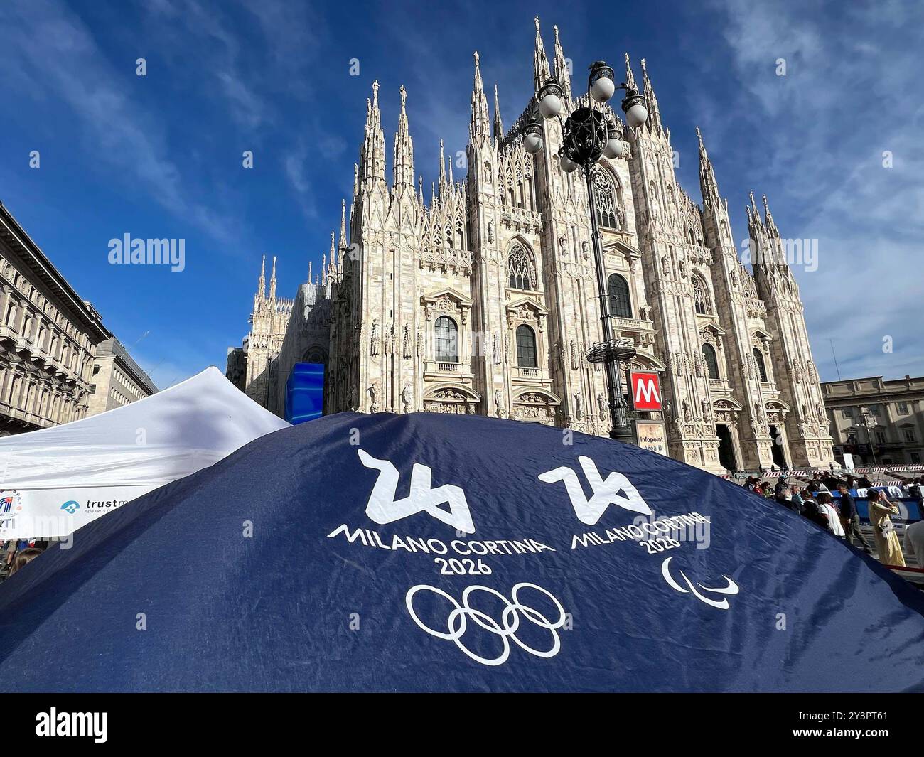 Milan, italy - September 14, 2024: official logo Olympic games in Milan ...