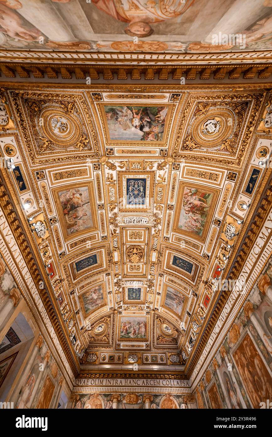 Rome, Italy - Sep 1, 2023: Interior view of Castel Sant'Angelo, rotunda ...
