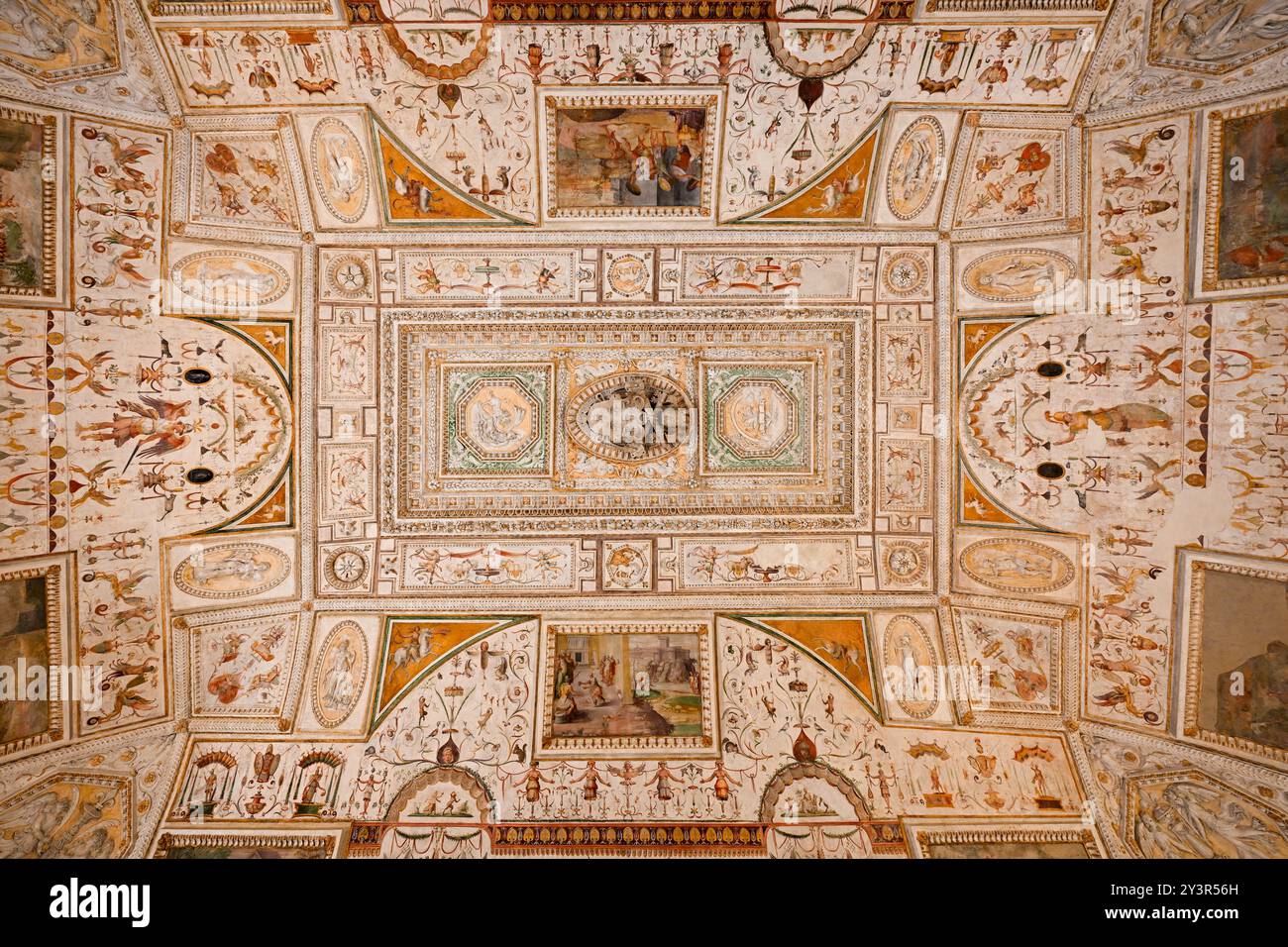 Rome, Italy - Sep 1, 2023: Interior view of Castel Sant'Angelo, rotunda ...