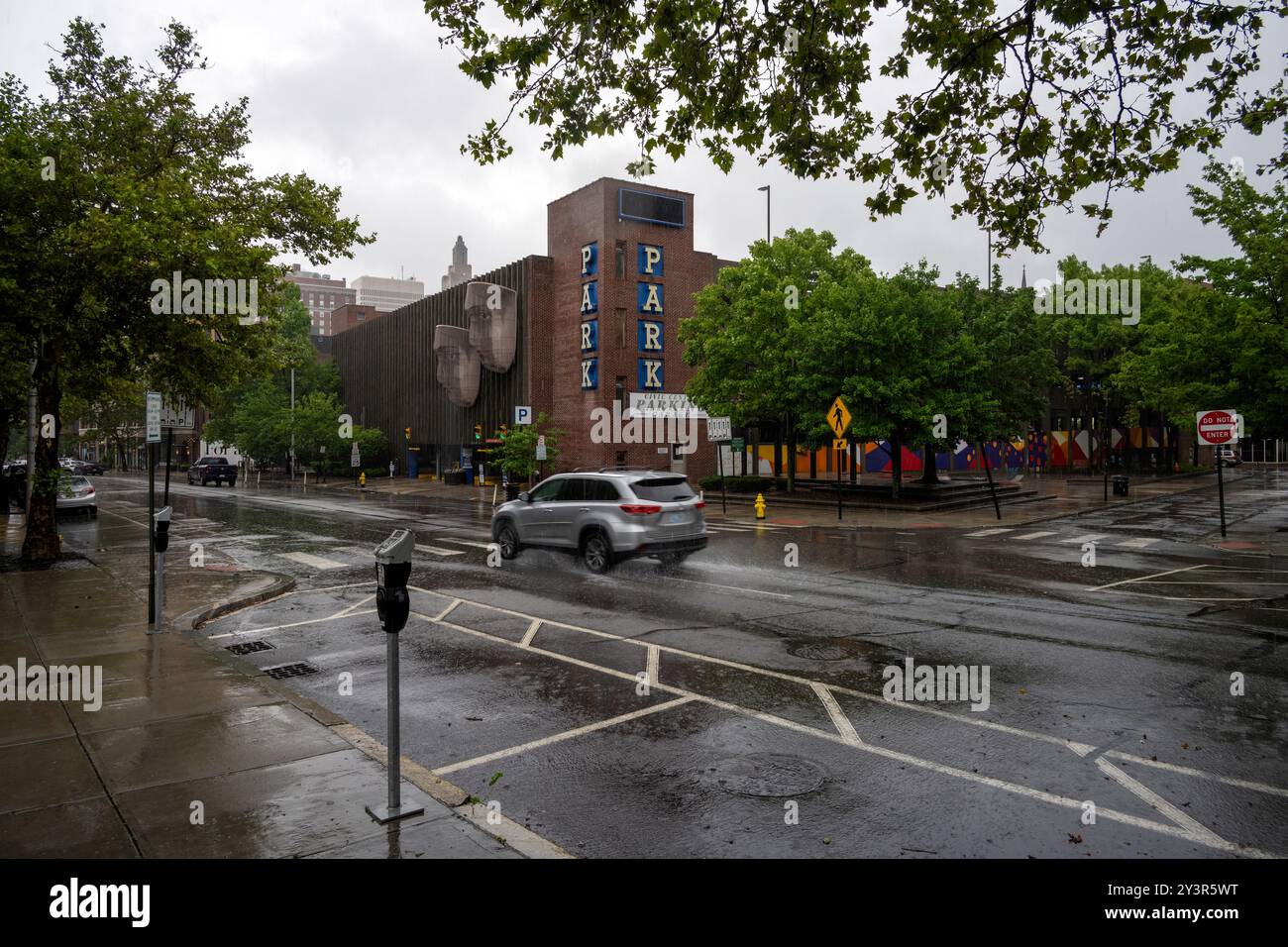 Westminster Street Rhode island in rain. Rainy roads and streets ...
