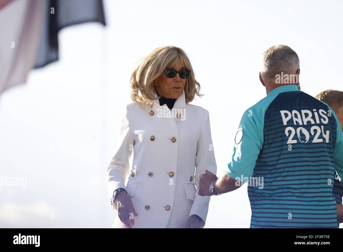 Paris, France. 14th Sep, 2024. Brigitte Macron at the end of the parade ...