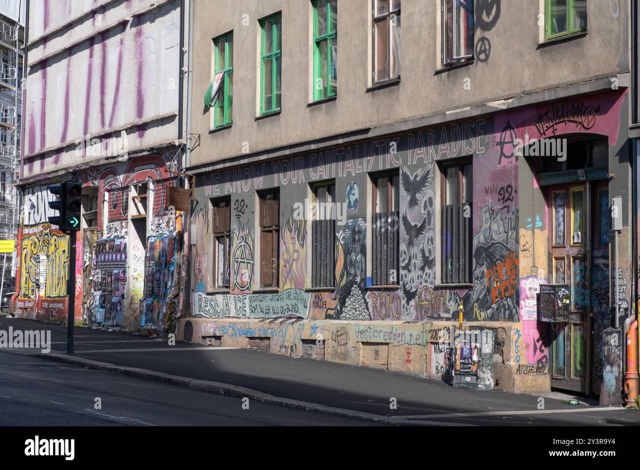Graffiti on buildings in a central Oslo street, Norway Stock Photo - Alamy
