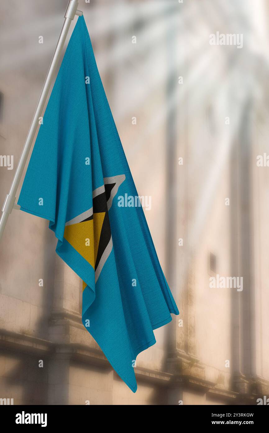 Saint Lucia national flag. Render 3D Stock Photo - Alamy