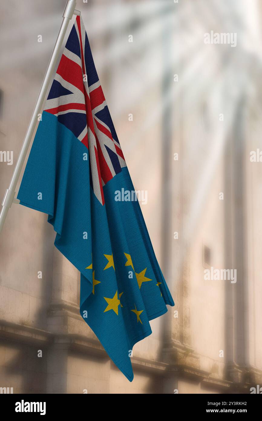 Tuvalu national flag. Render 3D Stock Photo - Alamy