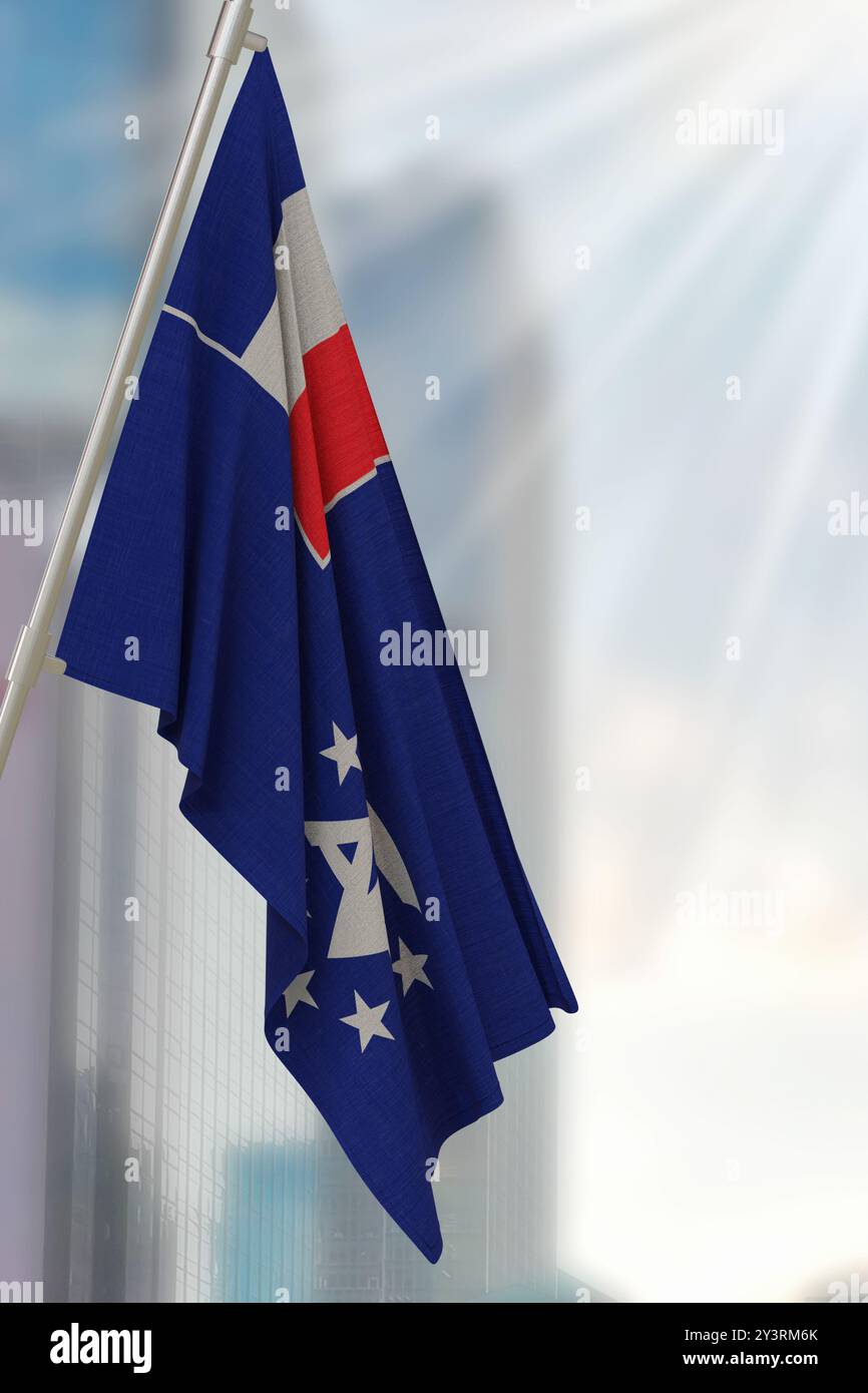 French Southern and Antarctic Lands national flag. Render 3D Stock ...