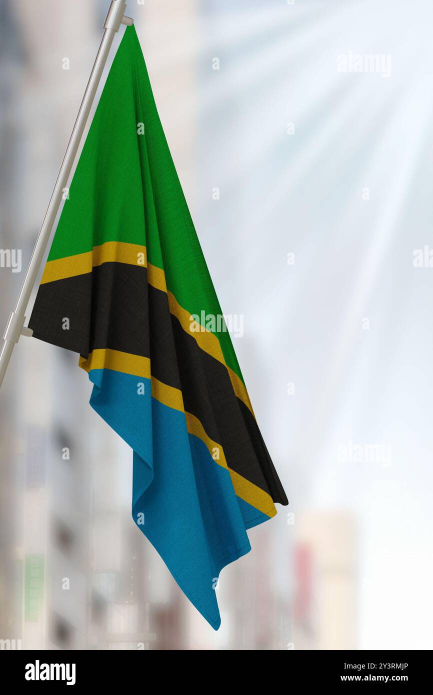 Tanzanian national flag. Render 3D Stock Photo - Alamy