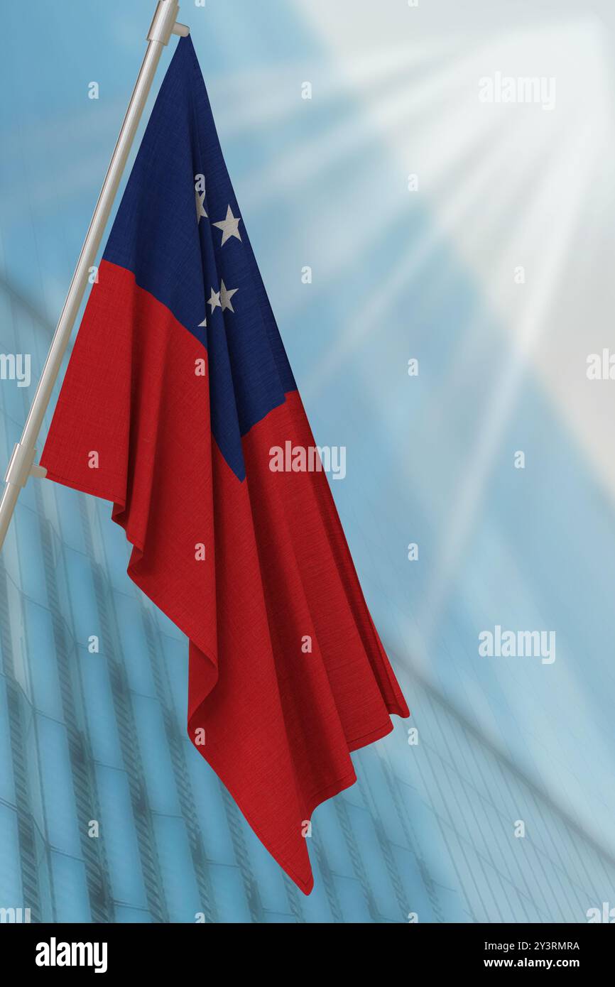 Western Samoa national flag. Render 3D Stock Photo - Alamy
