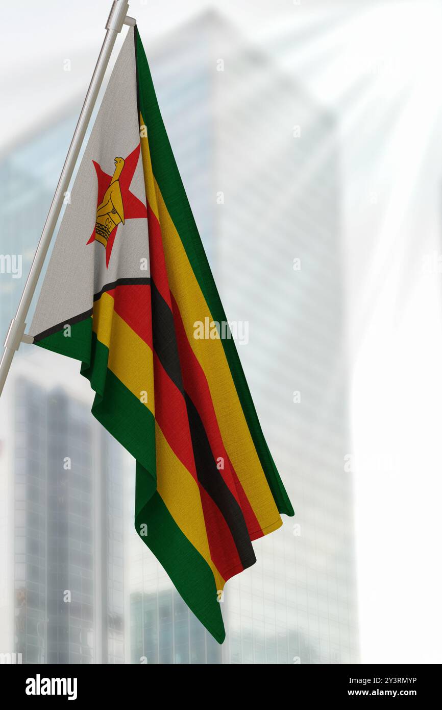 Zimbabwe national flag. Render 3D Stock Photo - Alamy