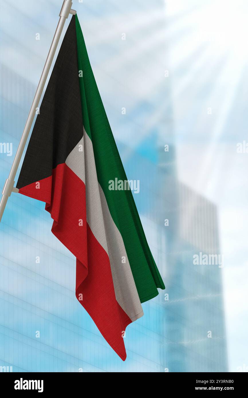 Kuwait national flag. Render 3D Stock Photo - Alamy