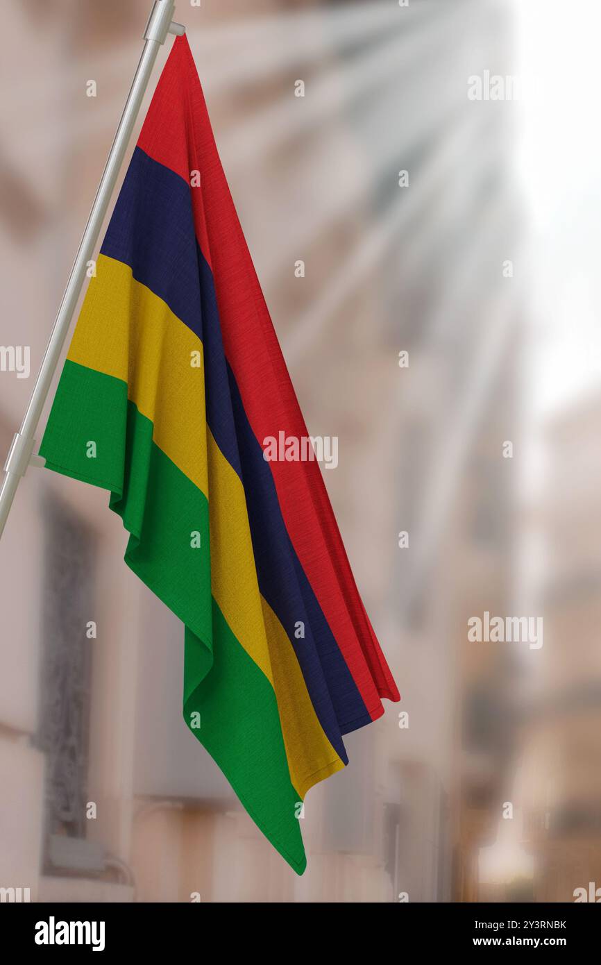 Mauritius national flag. Render 3D Stock Photo - Alamy