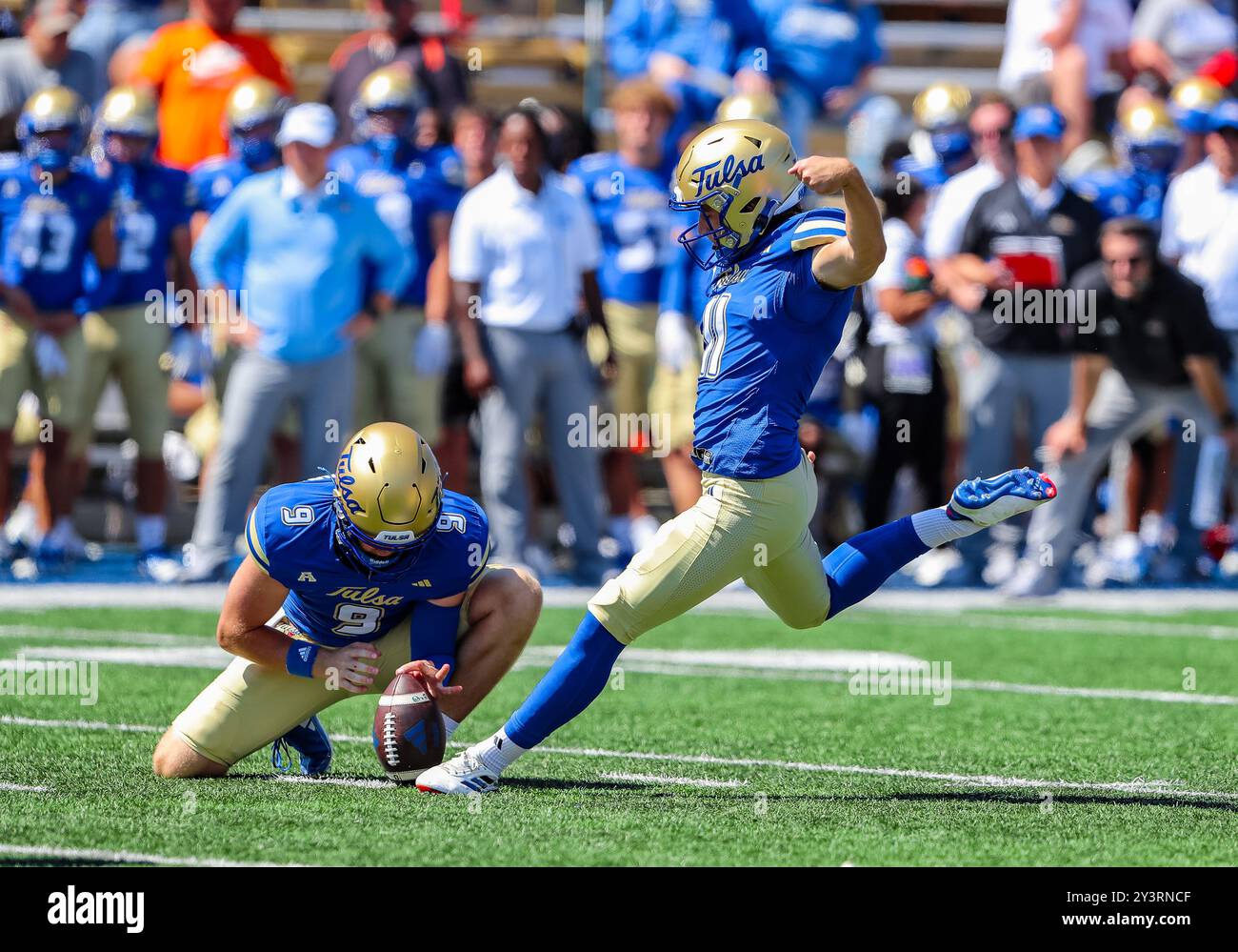 September 14, 2024:.Tulsa Golden Hurricane place kicker Seth Morgan (11 ...