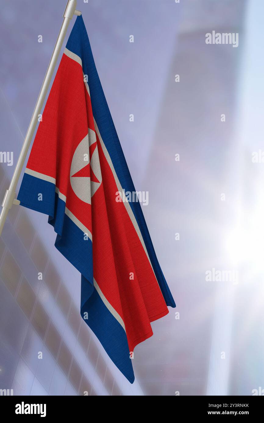 North Korea national flag. Render 3D Stock Photo - Alamy
