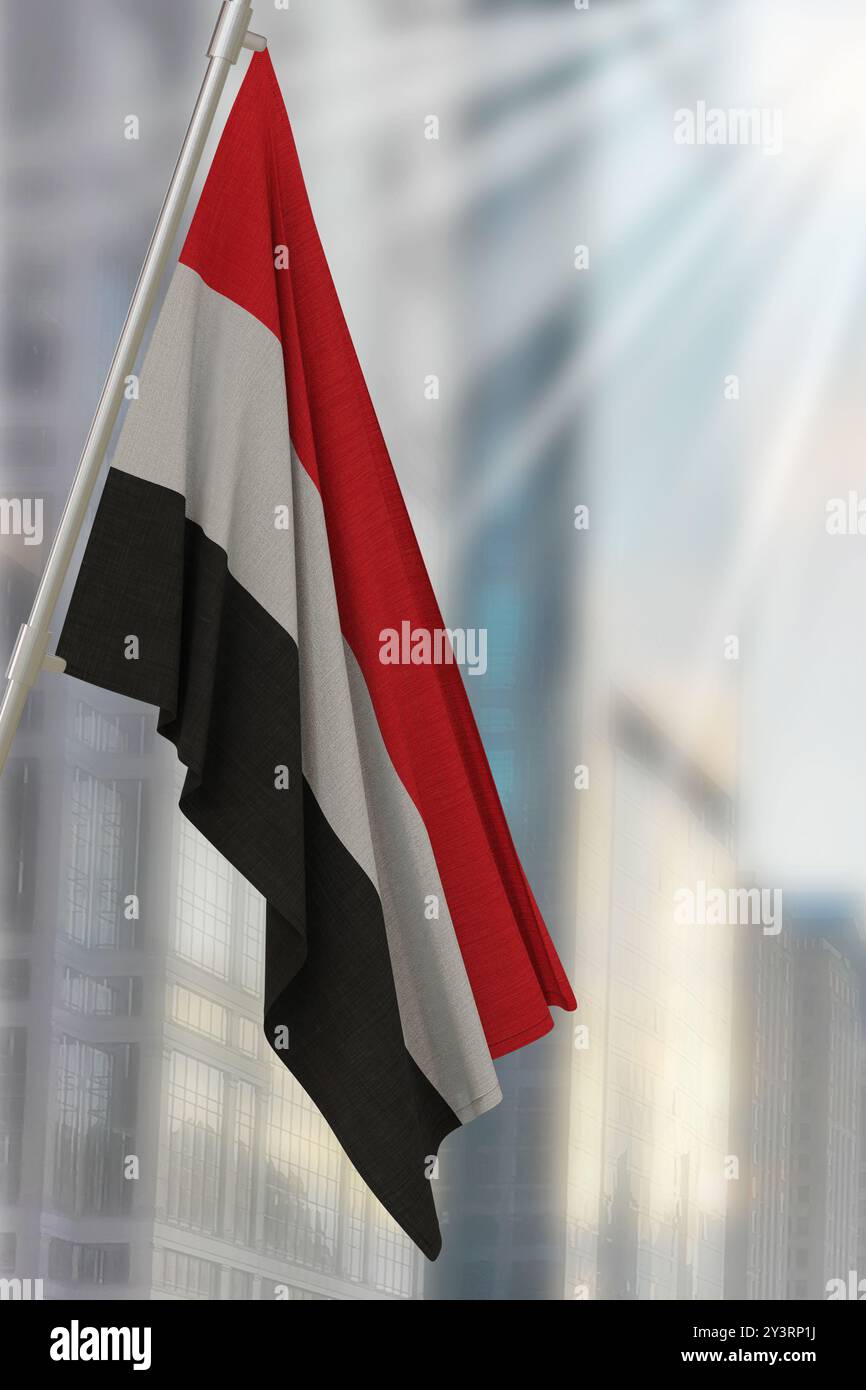 Yemen national flag. Render 3D Stock Photo - Alamy