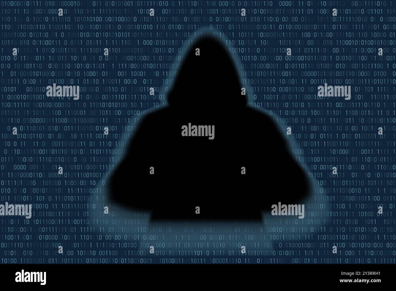 Hacker In The Hoodie At The Laptop On The Binary Code Background Illustration Hacking