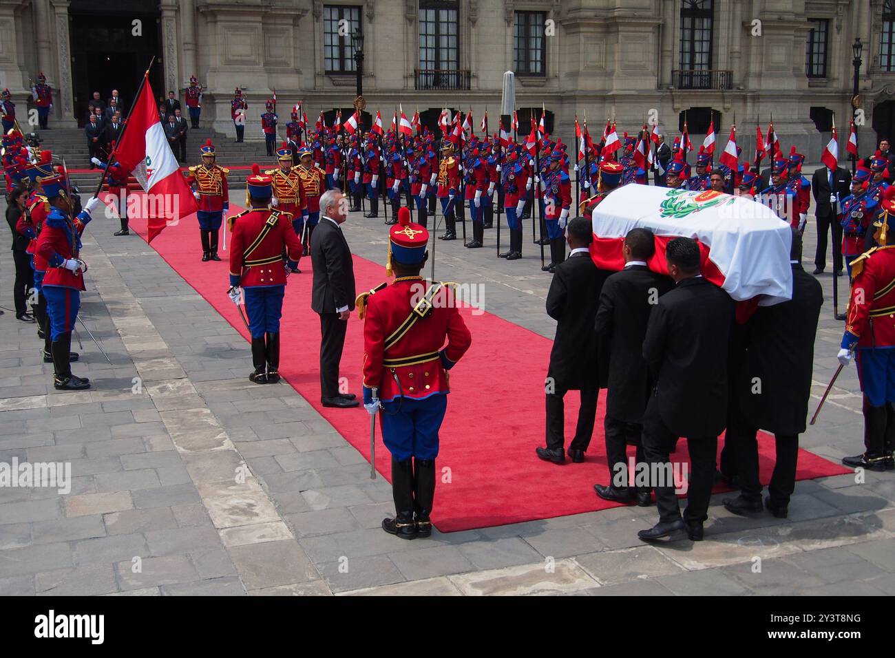 Lima, Peru. 14th Sep, 2024. The Coffin with the mortal remains of the ...