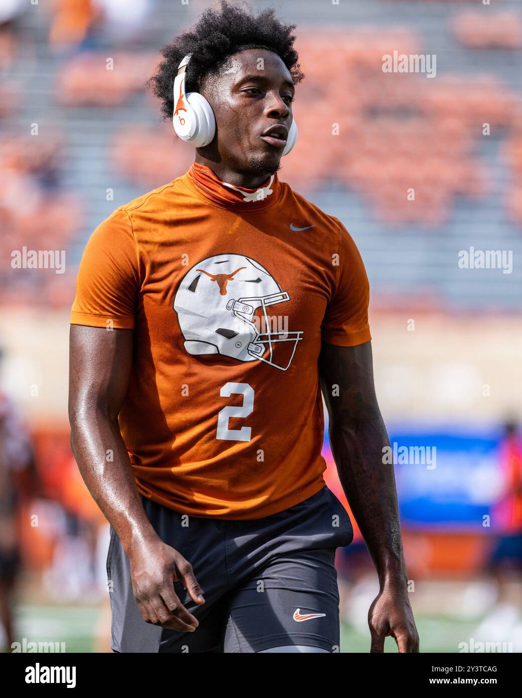 Sept 14, 2024.Matthew Golden #2 of the Texas Longhorns during pregame ...