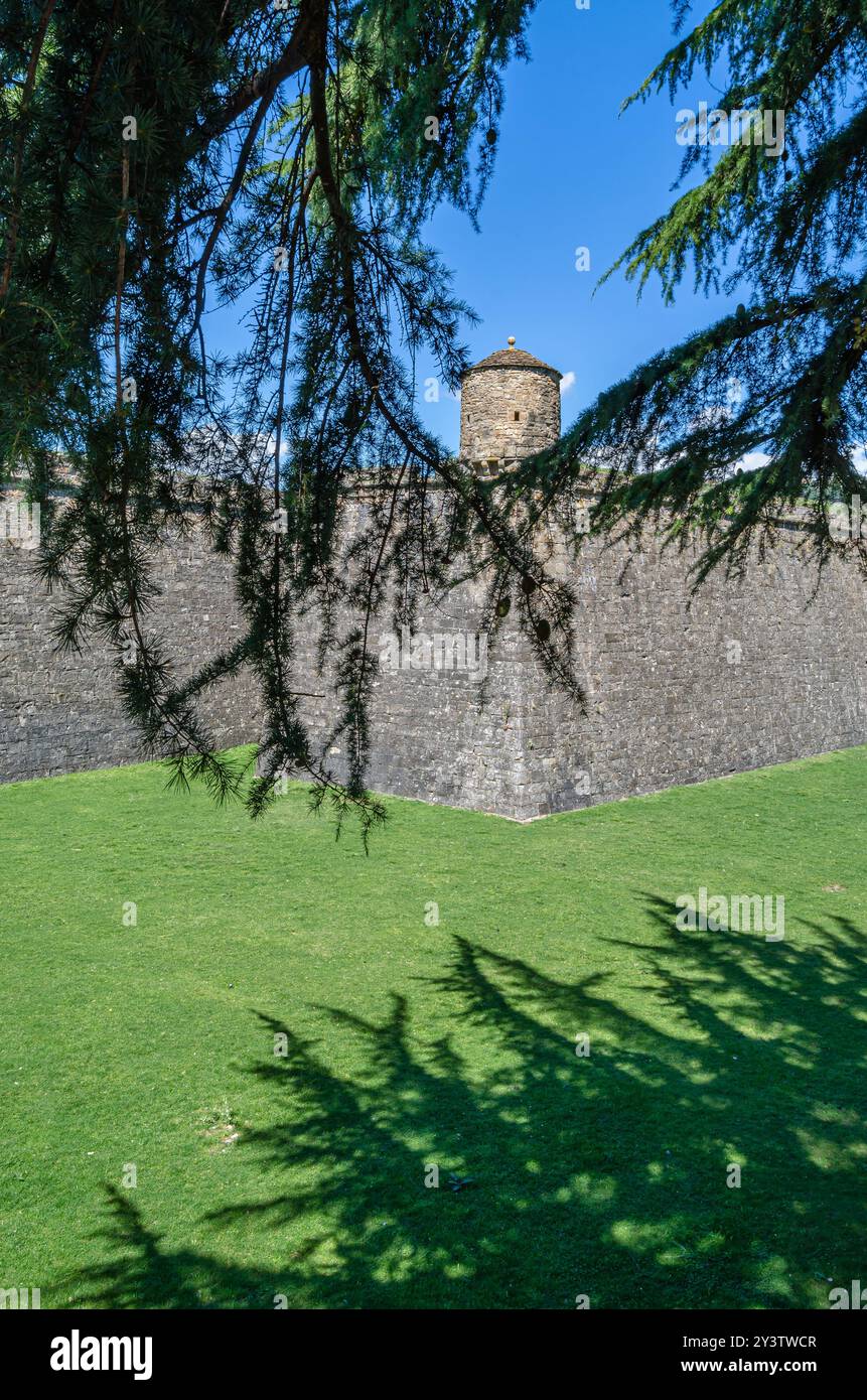 JACA, SPAIN - AUGUST 23, 2014: Exterior view of the citadel of Jaca, an ...