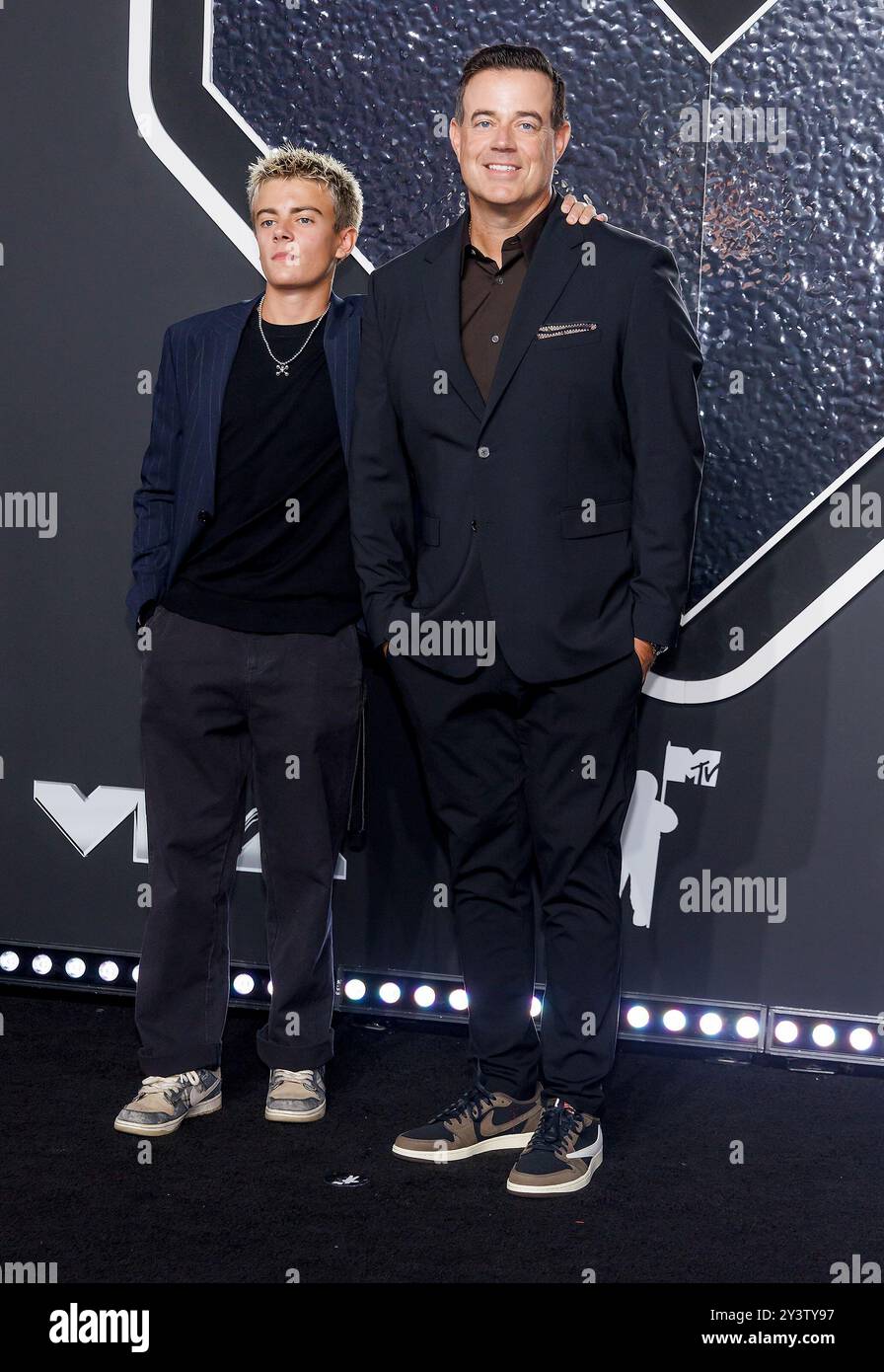 11 September 2024 - Elmont, New York - Carson Daly and son. 2024 MTV ...