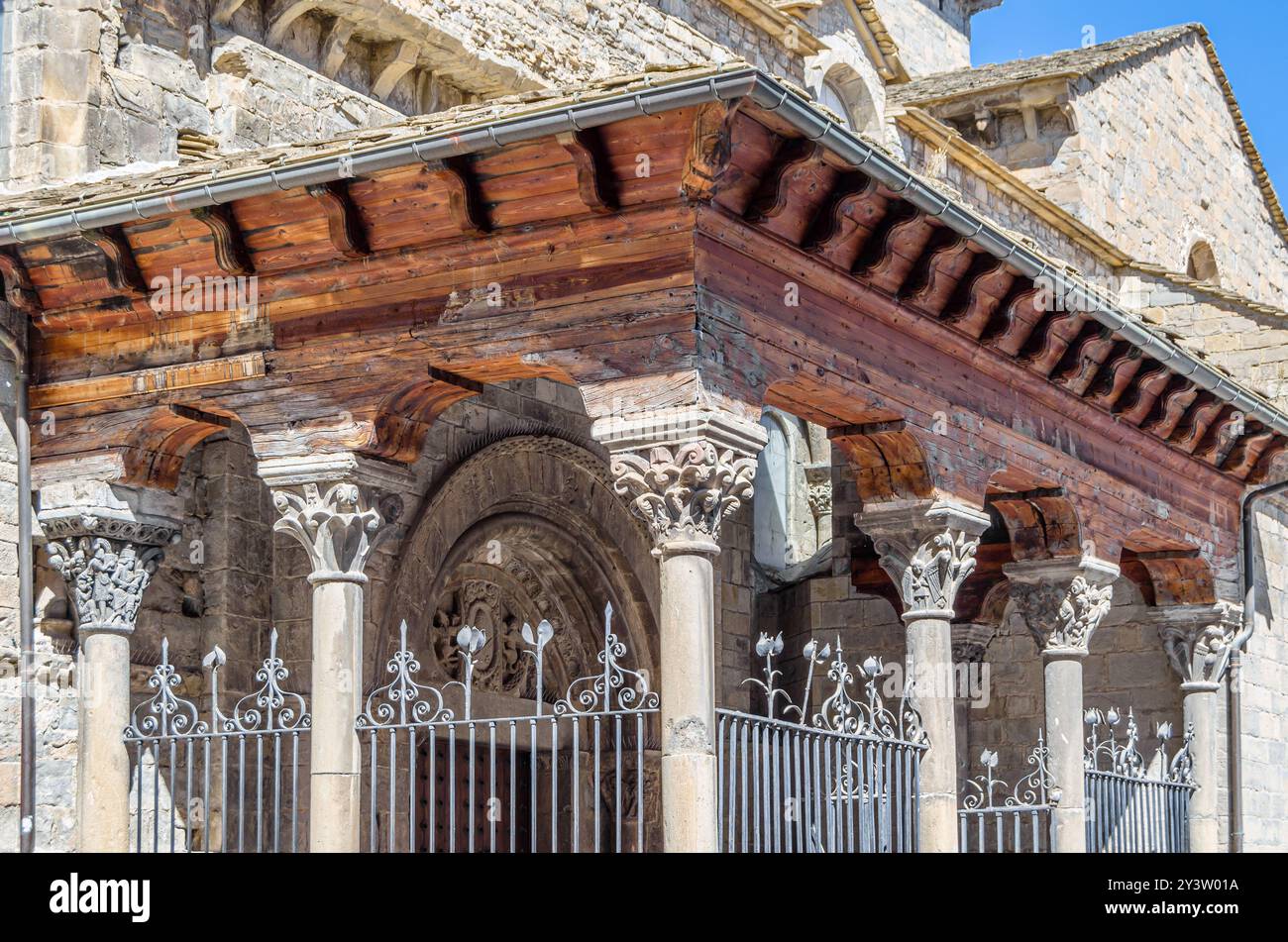 Architectural detail of the Cathedral of Saint Peter in Jaca, Huesca ...