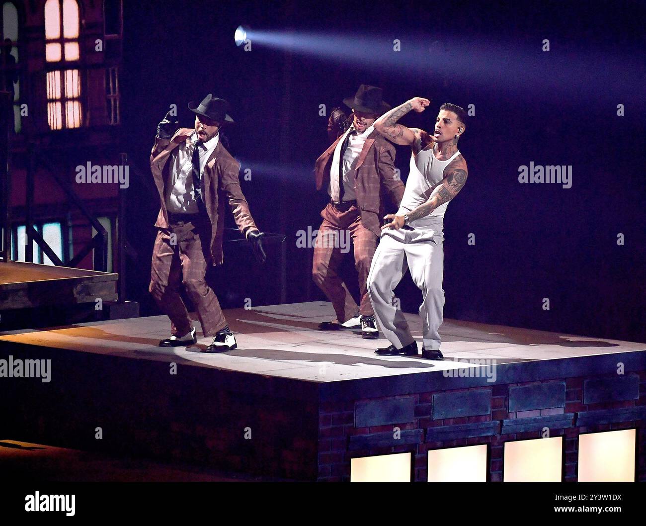 Rauw Alejandro performs during the 2024 MTV Video Music Awards at UBS ...