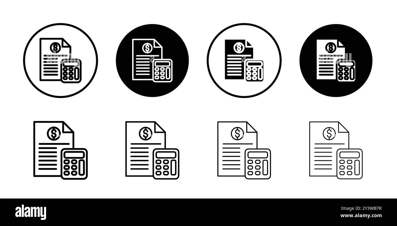 Accounting icon logo sign vector outline in black and white color Stock ...