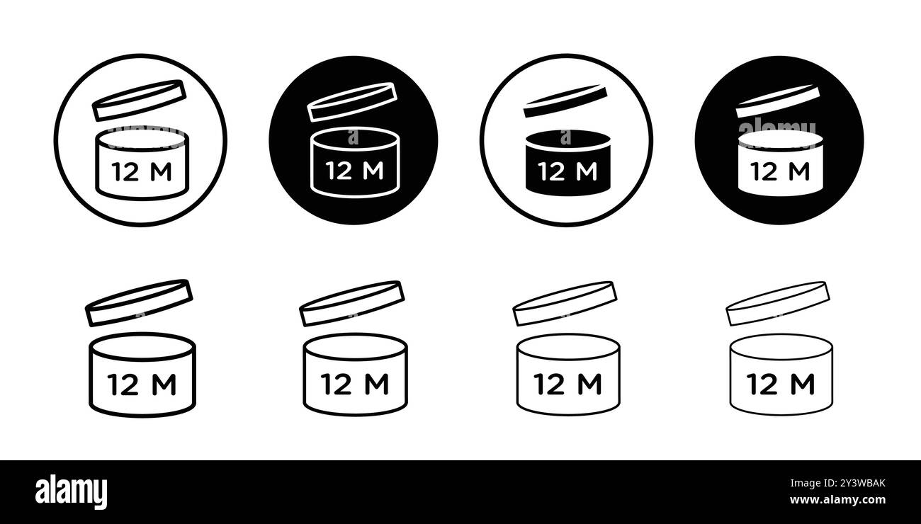 12m Icon logo sign vector outline in black and white color Stock Vector ...