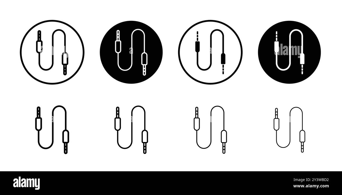 Audio Cable icon logo sign vector outline in black and white color ...