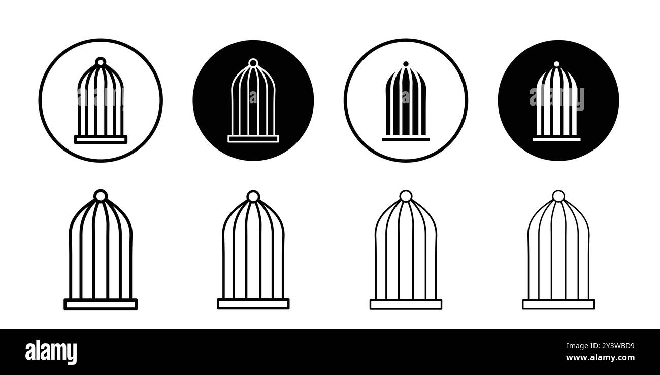 Bird cage icon logo sign vector outline in black and white color Stock ...